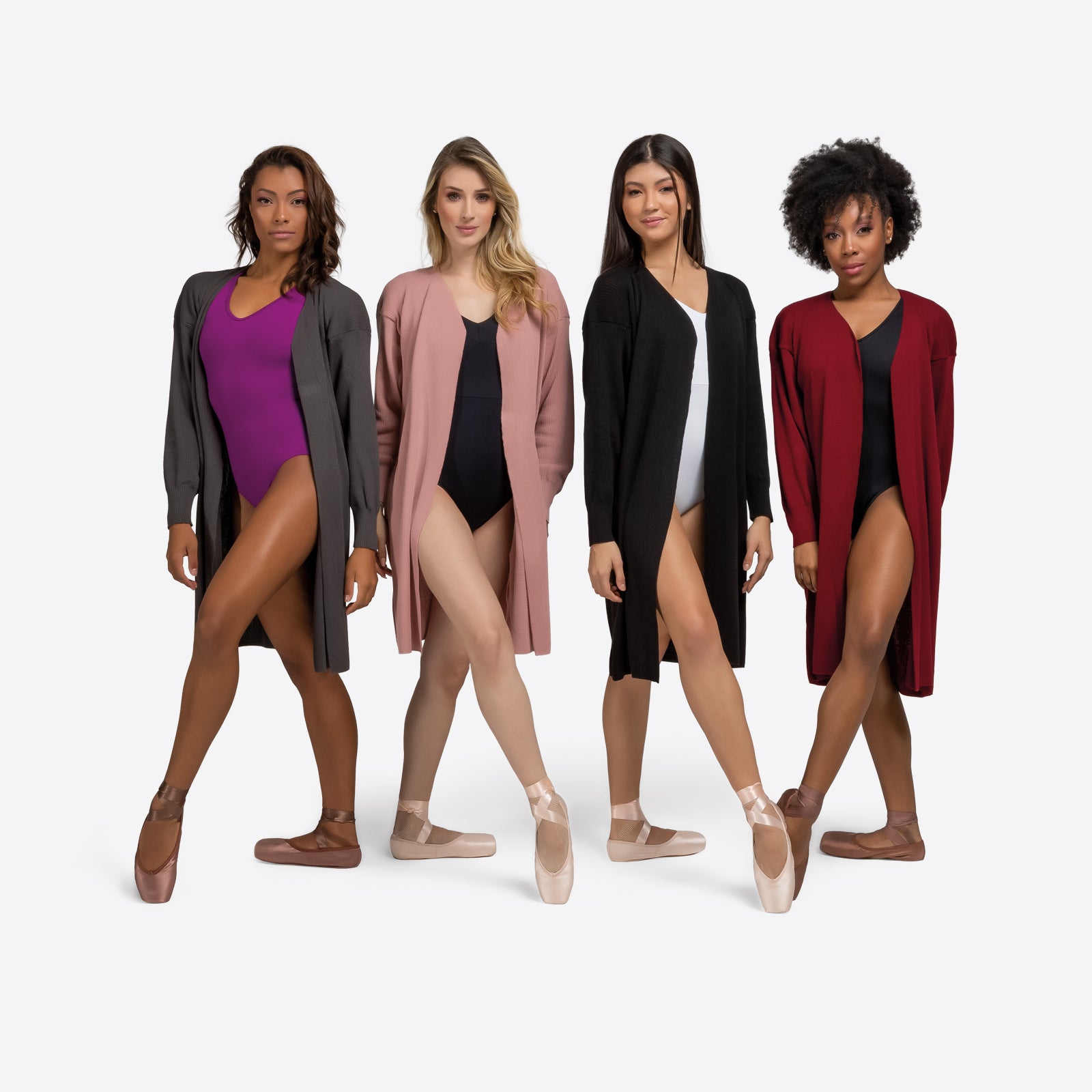 BE YOU™ Solid Color Warmup Knee Length Cardigan - RDE2620 – Só Dança USA